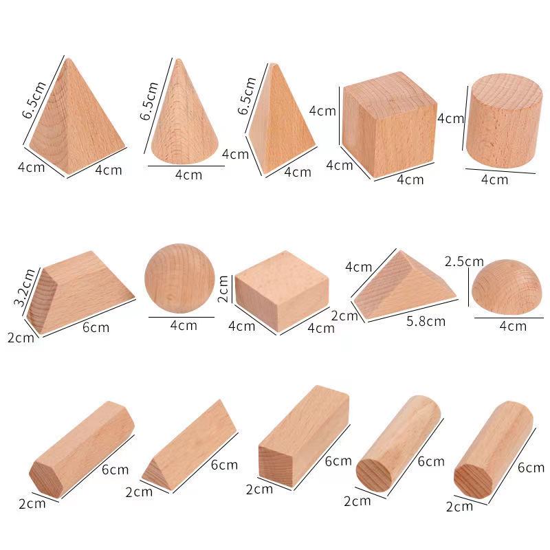 Montessori 15PCS 3D Shape Mystery Bag Geometry Blocks Set-Best montess ...