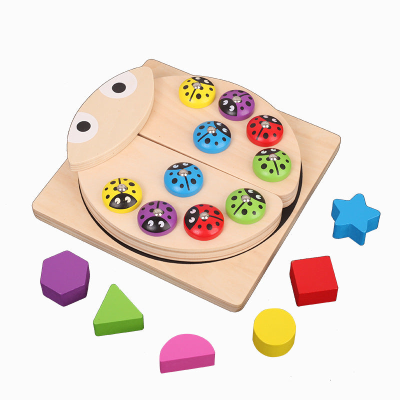 Wooden Ladybug Fishing and Shapes Game-Fine motor skills toys ...