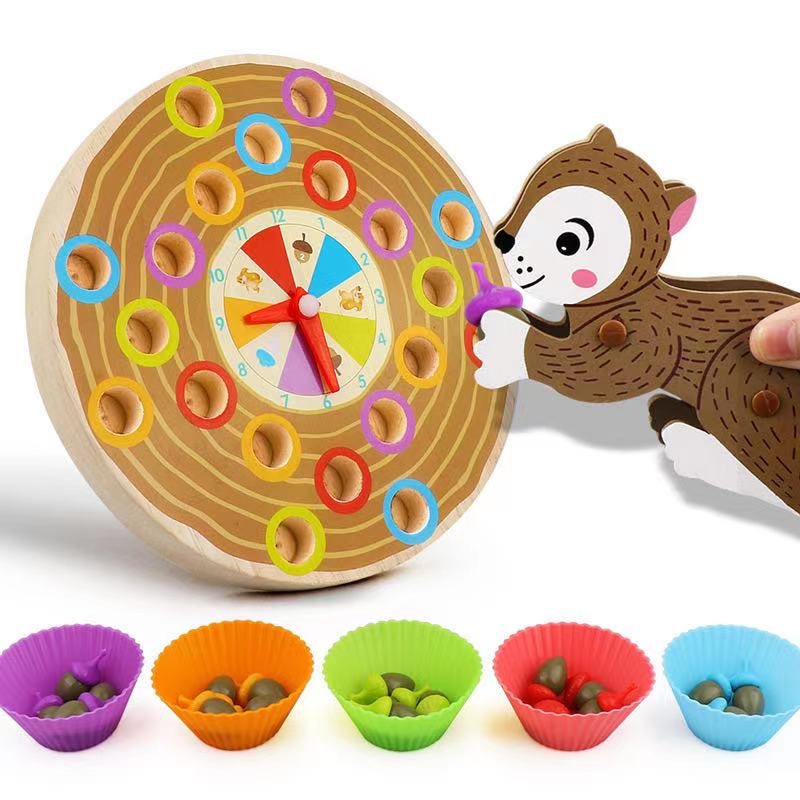Squirrel Picking Acorn Wooden Board Game- Fine motor skills toys ...
