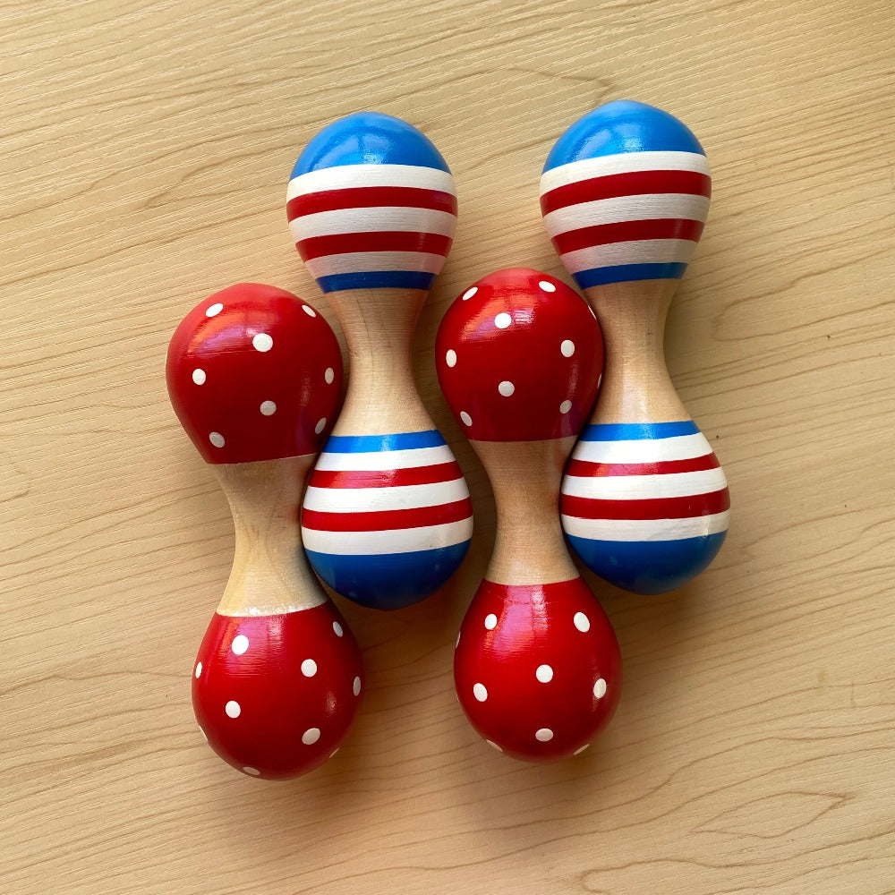 Wooden Double Ended Timber Baby Maraca Set of 4 - Musical Instruments ...