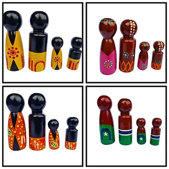 16pc Set Wooden Indigenous Peg Dolls – Specialty Toys Australia