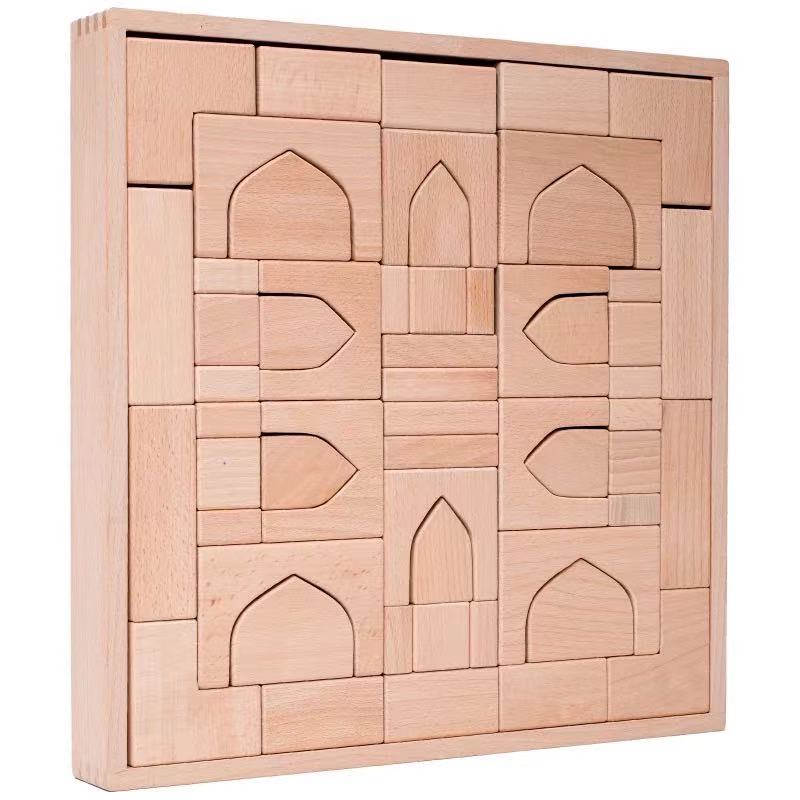Large Wooden Block Building Set - Natural Arches Open ended wooden toy ...