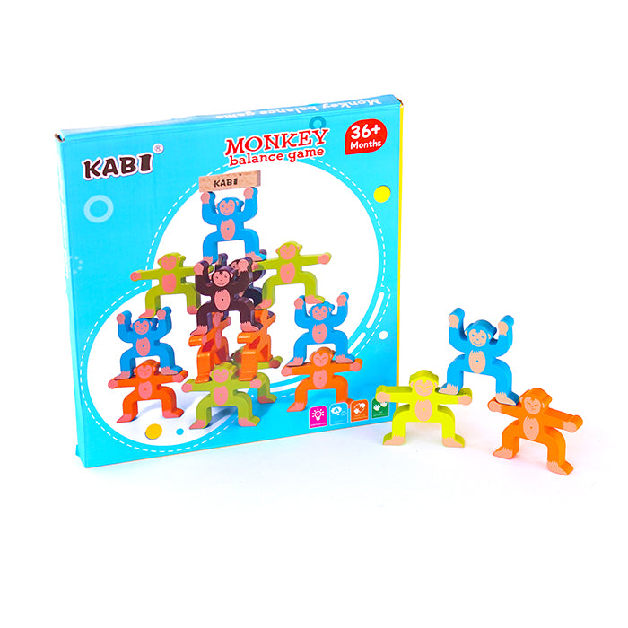 16pcs Wooden Stacking Toys Rainbow Monkey Balance Game- Fine motor ski ...