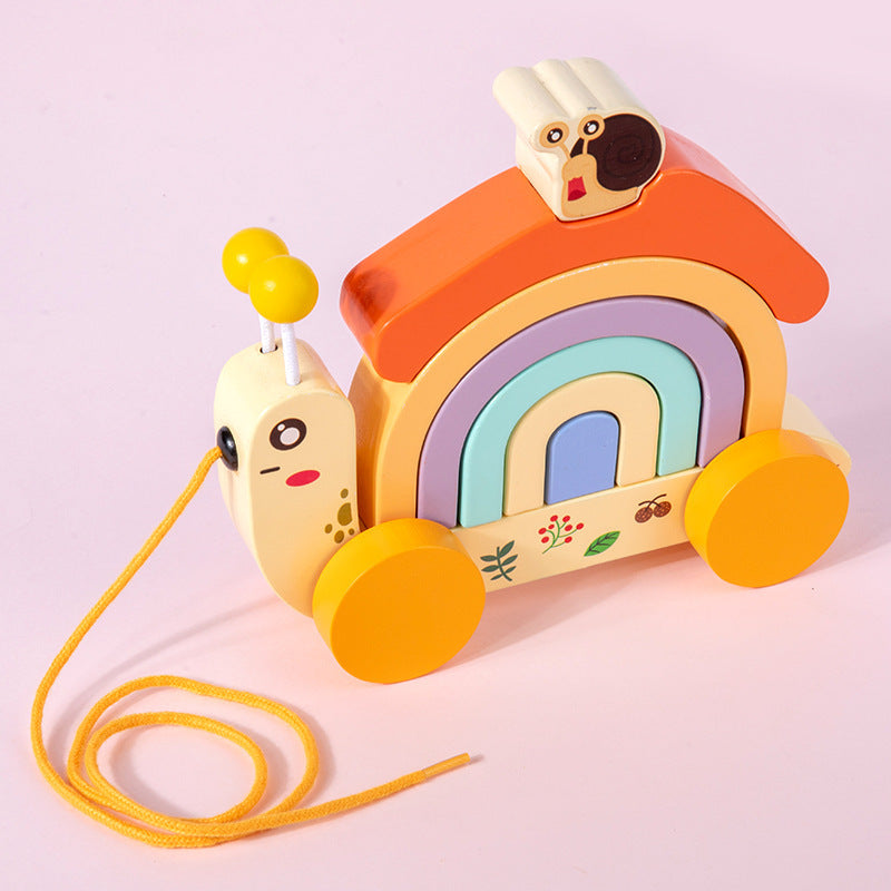 Wooden Rainbow Snail Tractor- Fine motor skills toys – Specialty Toys ...