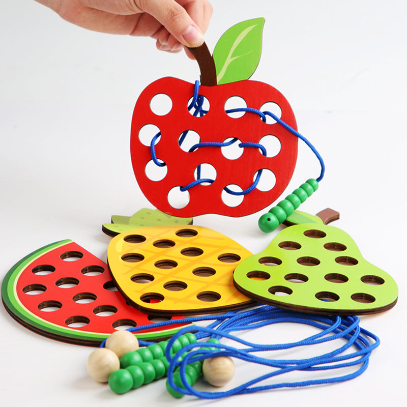 Wooden Caterpillars Eat Fruits Threading Toys - Best Fine Motor Skills ...