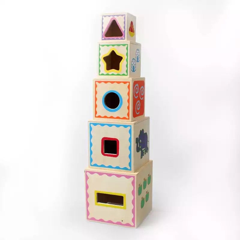Wooden Nesting & Stacking Cubes Set of 5-Fine motor skills toys ...