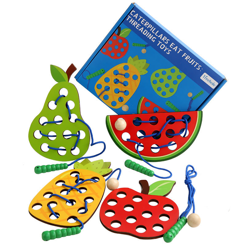 Wooden Caterpillars Eat Fruits Threading Toys - Best Fine Motor Skills ...