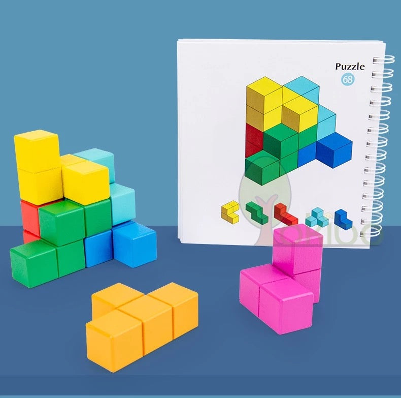 Wooden 3D Logical Puzzle Cube with Book - Open Ended Wooden Toys ...
