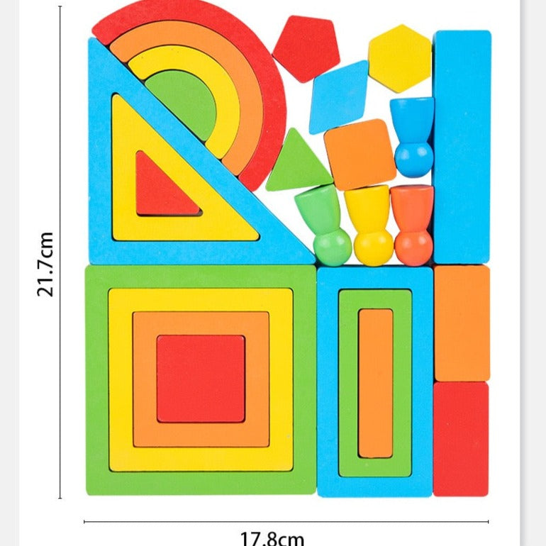 Wooden Rainbow Block Puzzle with Cards - Mathematics through imaginati ...