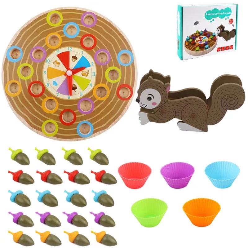 Squirrel Picking Acorn Wooden Board Game- Fine motor skills toys ...
